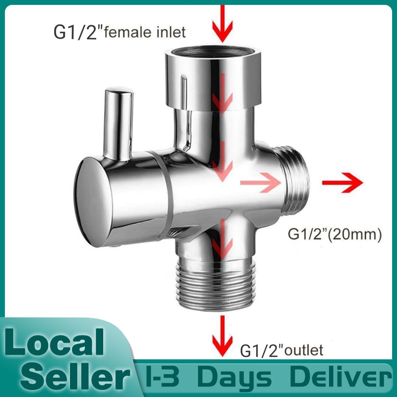 Bathroom Toilet T Adapter Switch Diverter Angle Valves Brass 3 Way ...