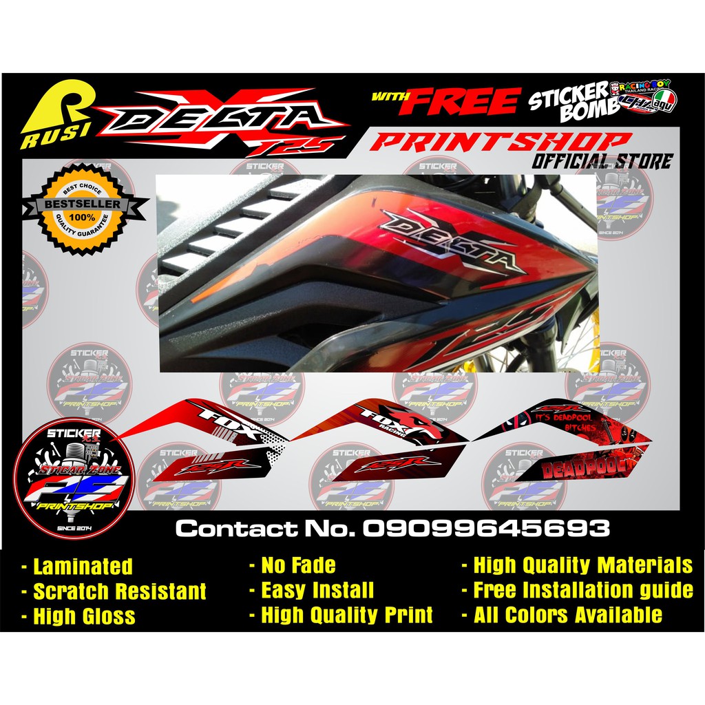 RUSI Delta X 125 Leg Shield Wing Sticker Decals Durable and High ...