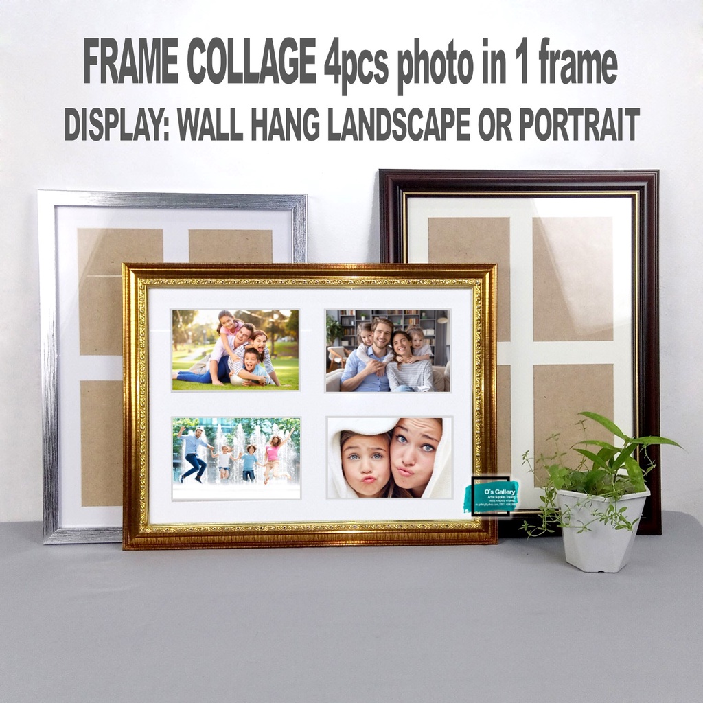 Frame Collage 4pcs photos in 1 frame Rectangle size 3R, 4R, 5R, 6R wall ...