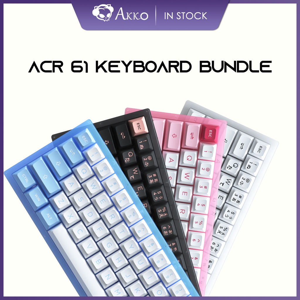 Akko Hot-swappable RGB Mechanical Gaming Keyboard, ACR 61 Acrylic ...