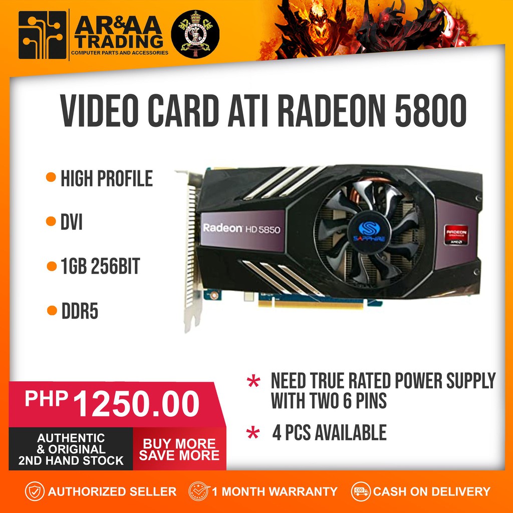 Video Card ATI Radeon 5800 1gb 256bit DDR5 | Shopee Philippines