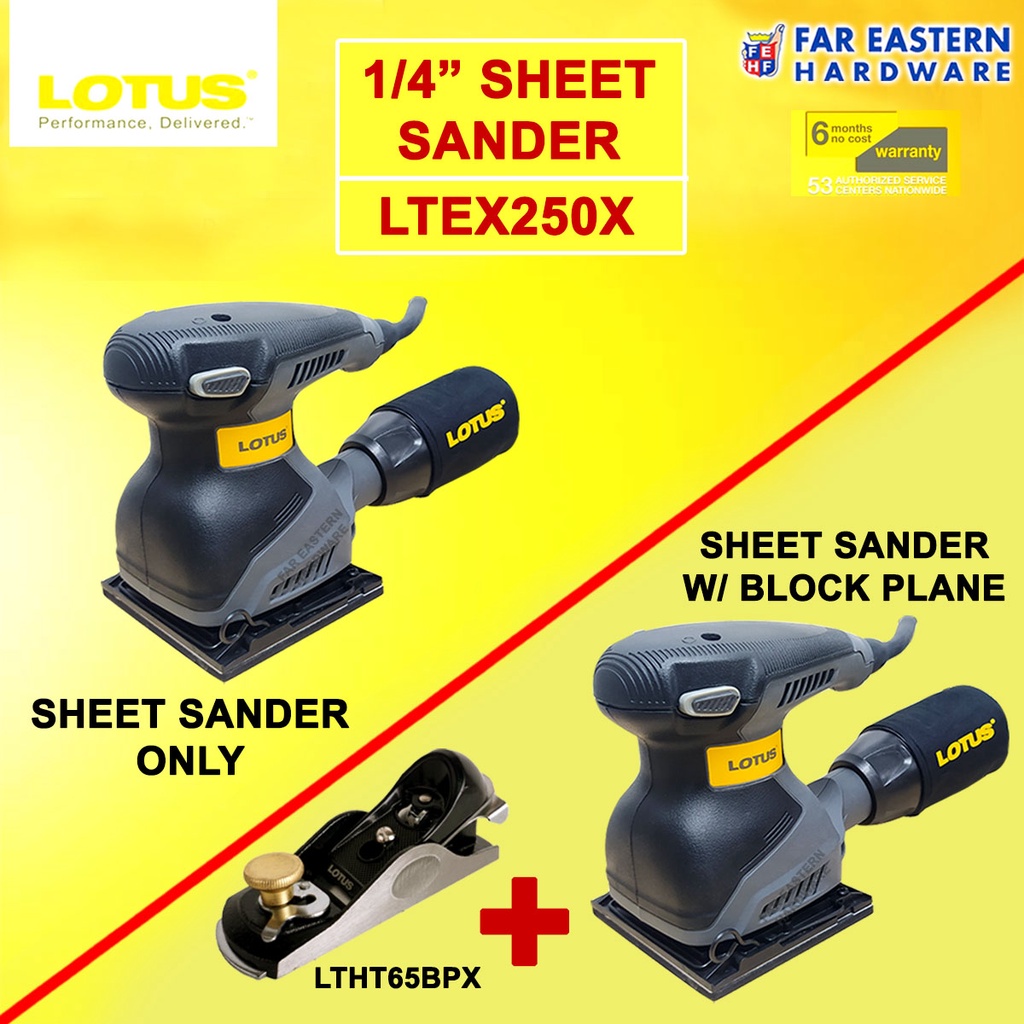 LOTUS Finishing Sheet Sander 1/4" LTEX250X | with Block Plane LTPTCD ...