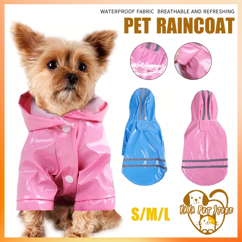 Dog Raincoat Cats Clothes PU Reflective Dogs Hooded Windproof Raincoat ...