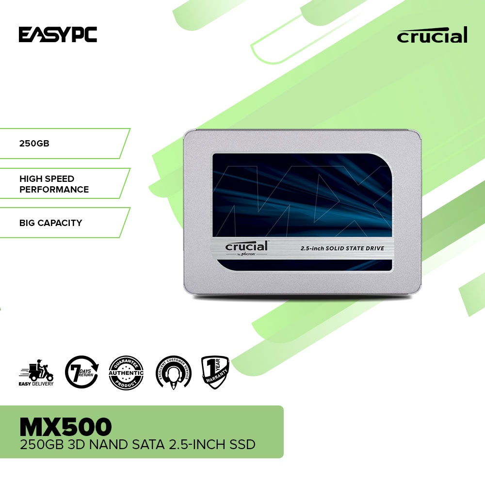EasyPC | Crucial MX500 250GB / 500GB / 1TB 3D NAND SATA 2.5-inch Interface Energy Efficient SSD ...