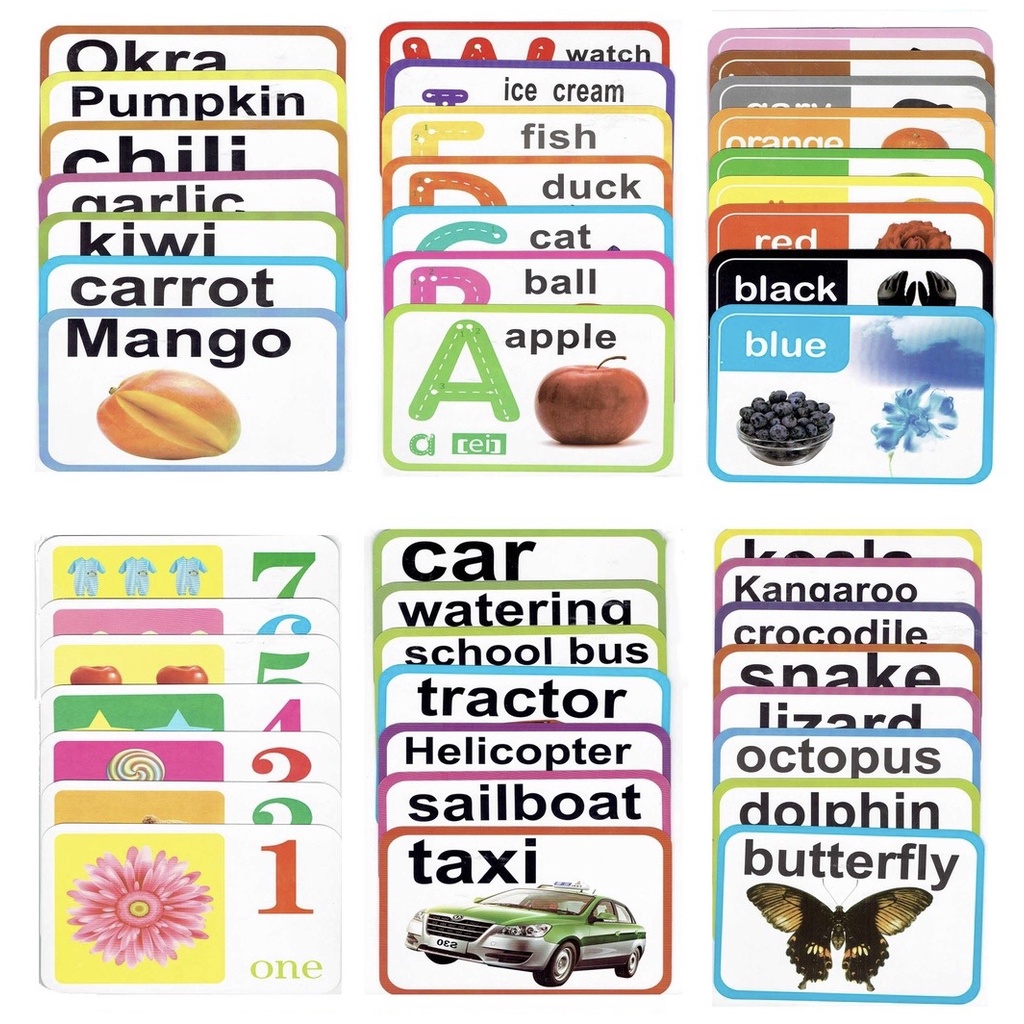 COD Kids Educational Flashcards 28 pcs ABC number fruit transportation ...