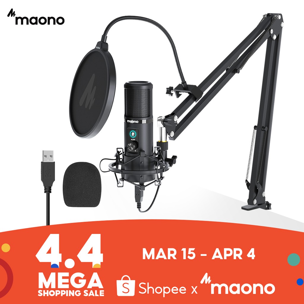 Maono AU-PM421 USB Microphone With One-Touch Mute And Mic Gain Knob ...
