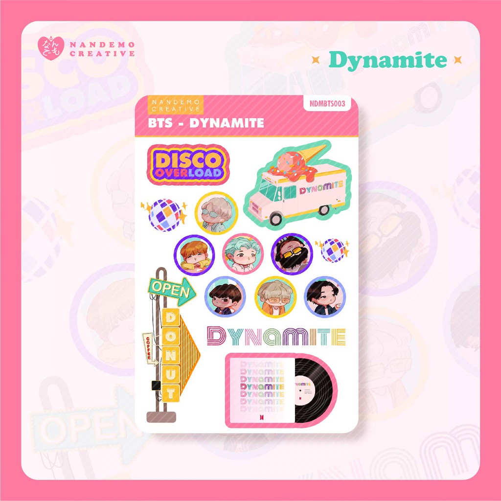 BTS Dynamite Retro Sticker Sheet Home & Living Wall Hangings etna.com.pe