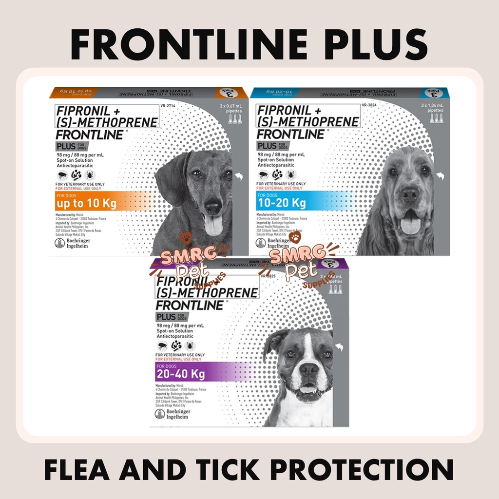 Frontline Plus Tick and Flea Drops Small Breed Medium Breed Large Breed ...