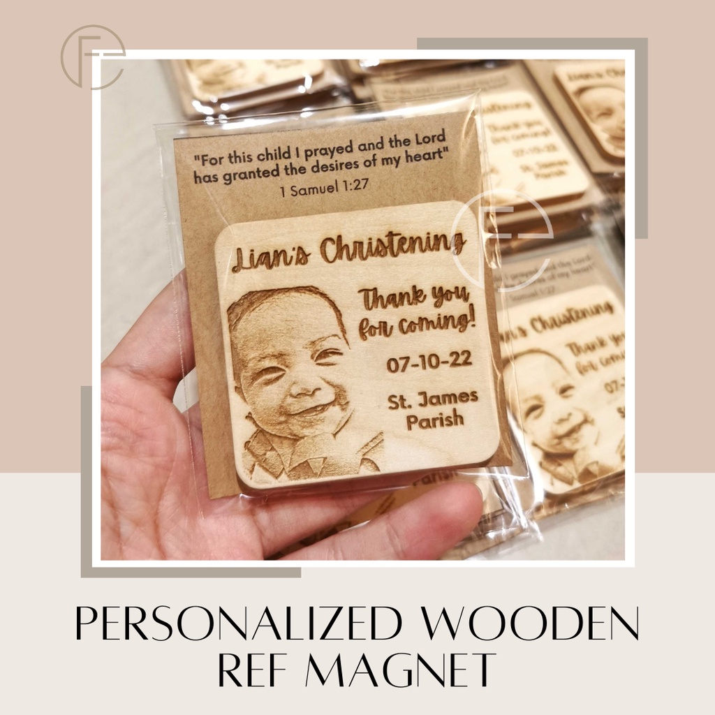 Personalized wooden ref magnet souvenir giveaway free engraving ...