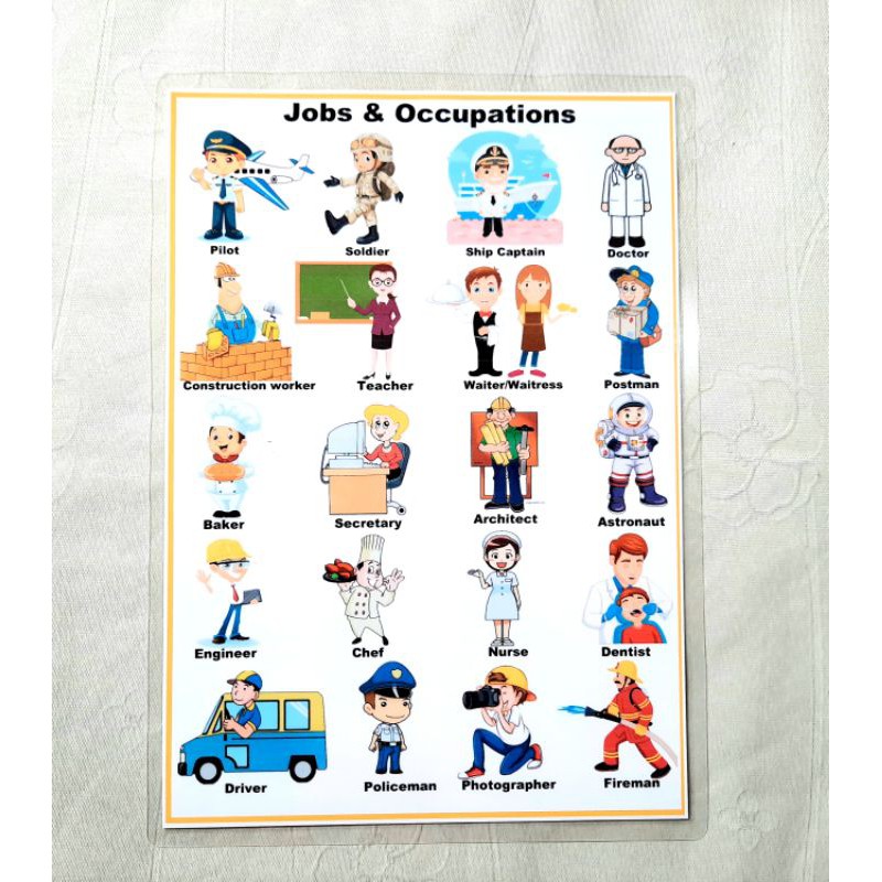 Jobs and Occupation A4 laminated chart (teacher Pher) | Shopee Philippines
