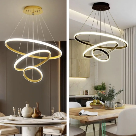 3 Rings Tri color pendant Lamp Ceiling Light Rings Circle Chandelier ...