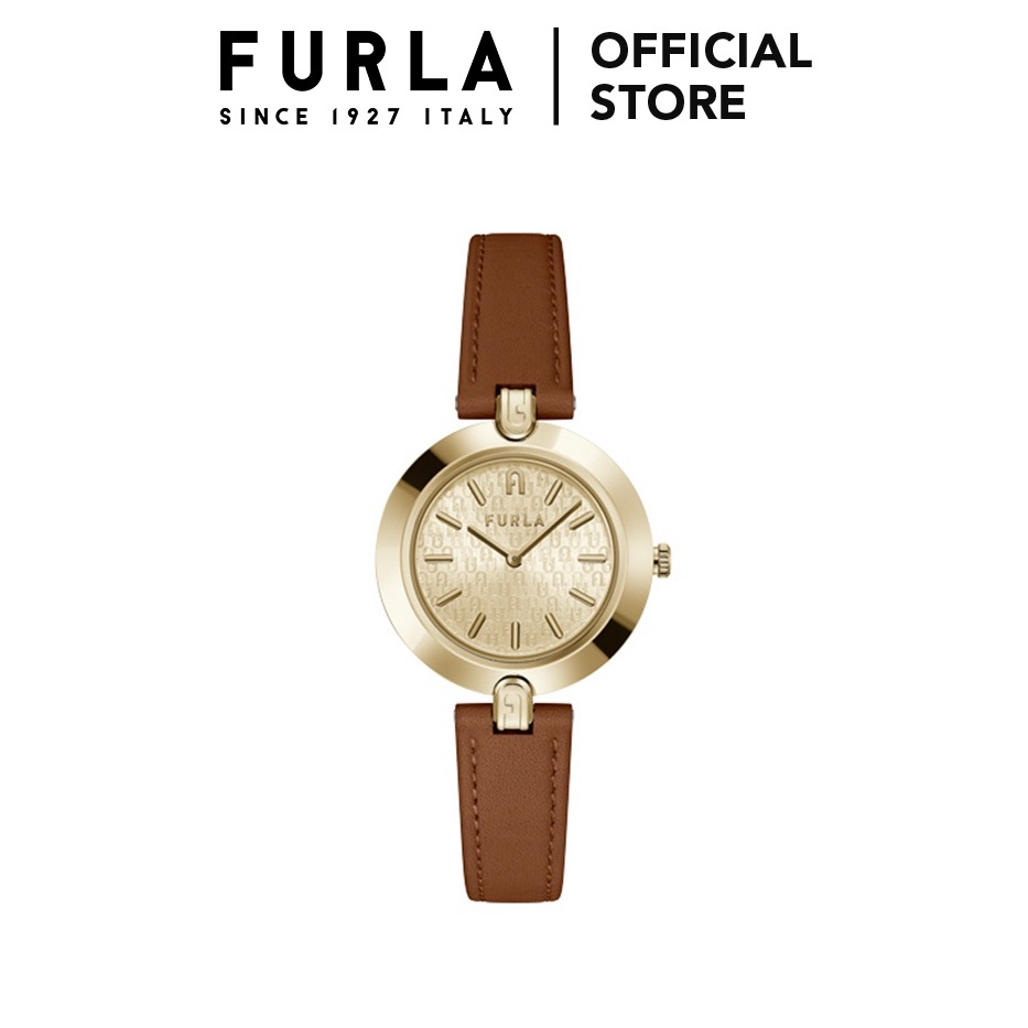 Furla Logo Links Heritage Brown Leather Watch | Shopee Philippines