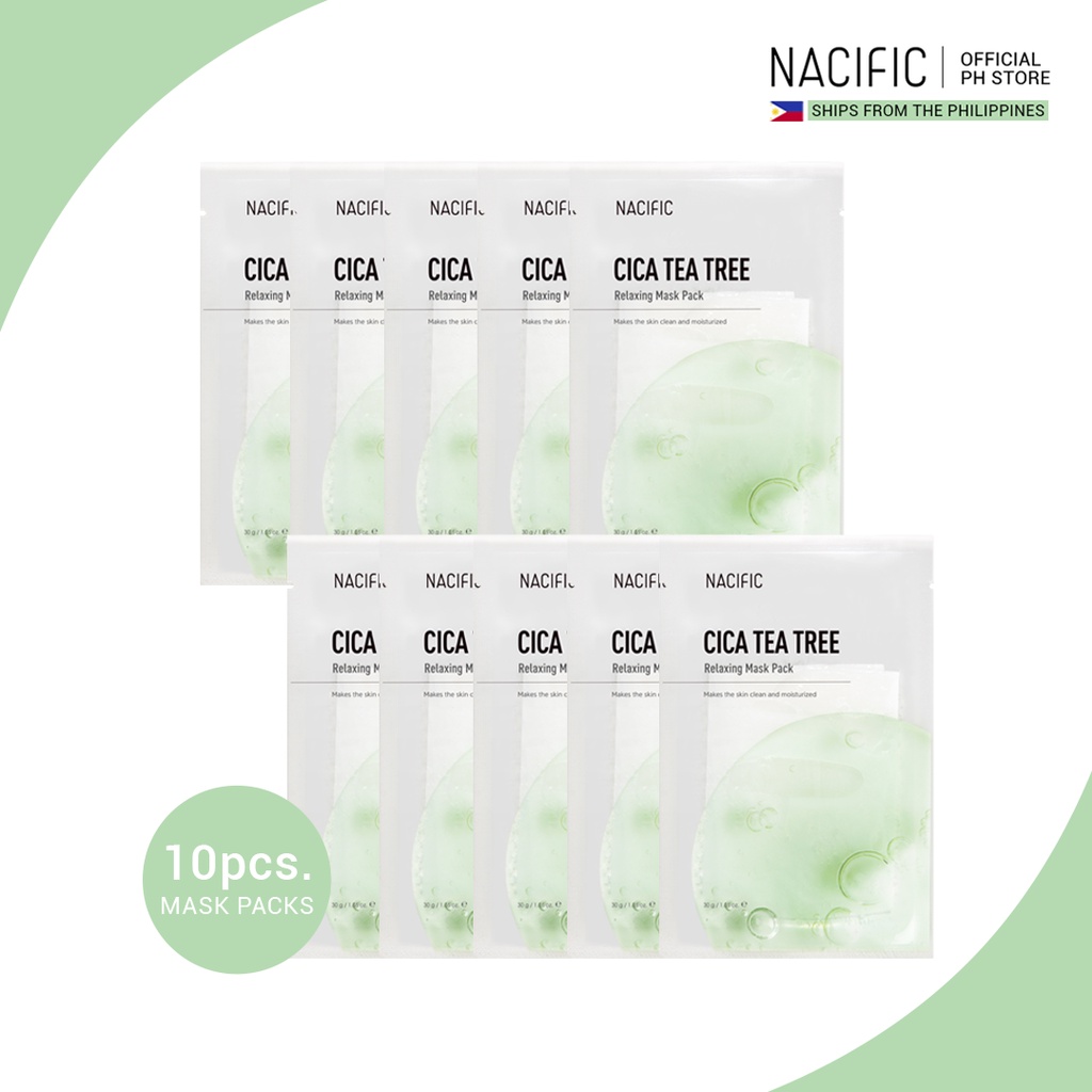 NACIFIC Cica Tea Tree Relaxing Mask Pack - 10 pcs | Shopee Philippines