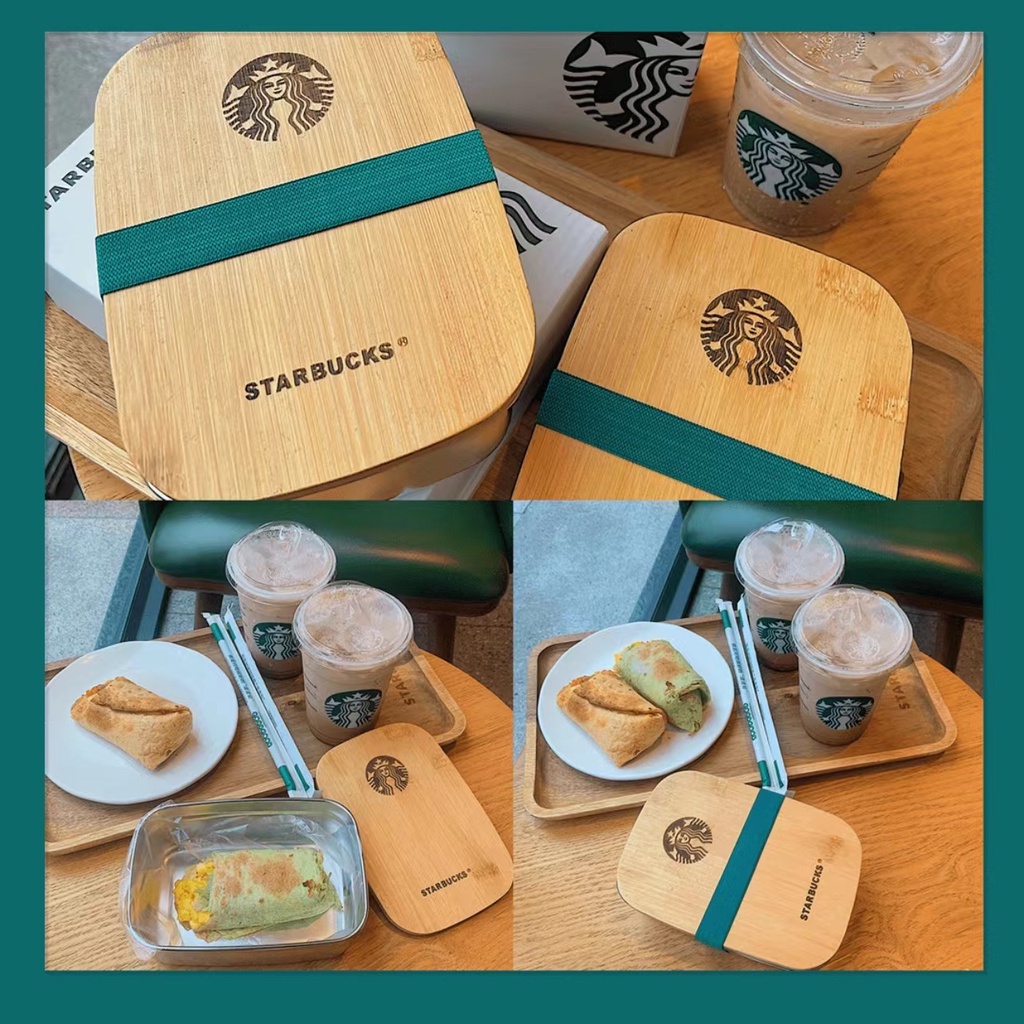 Starbucks lunch box/bamboo cover stainless insulated lunch box/office ...