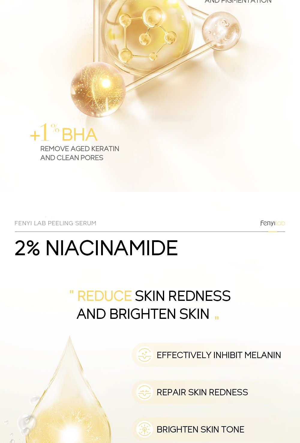 Fenyi Lab Peeling Serum 3% AHA Niacinamide Essence Shrink Pores Fade ...