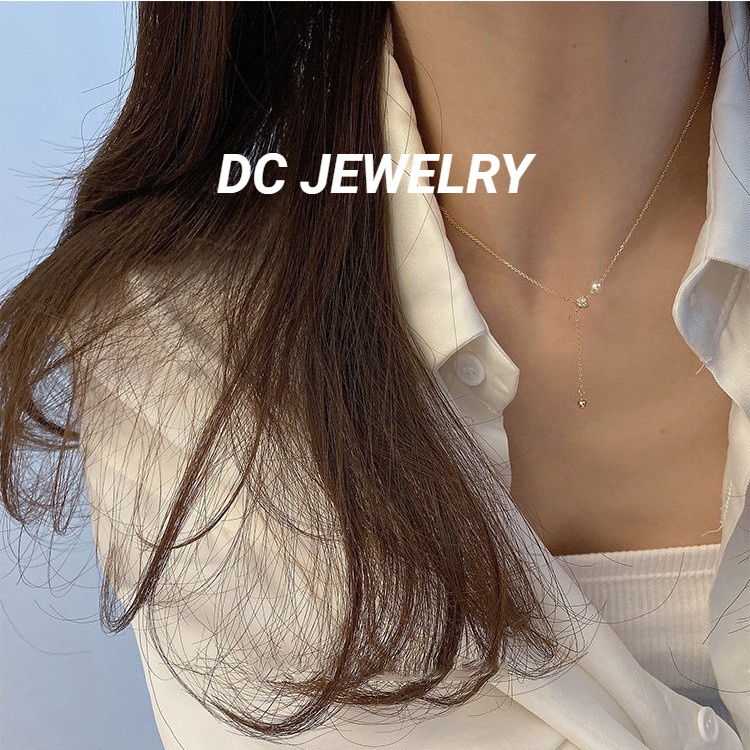 DC Korean Mini Pearl Zircon Pendant Necklace Korean Luxury 18K Gold ...