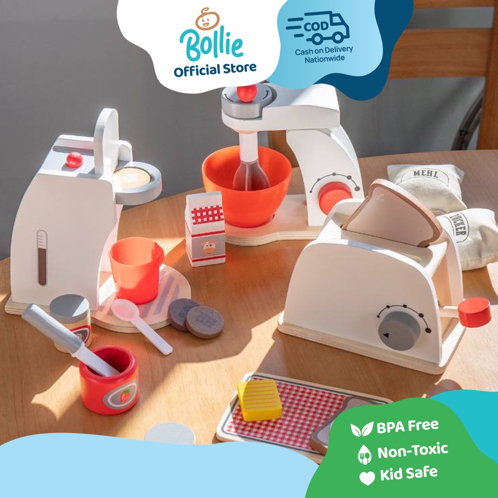 Bollie Baby Mini Wooden Kitchen Appliances Pretend Toys Game (Toaster ...