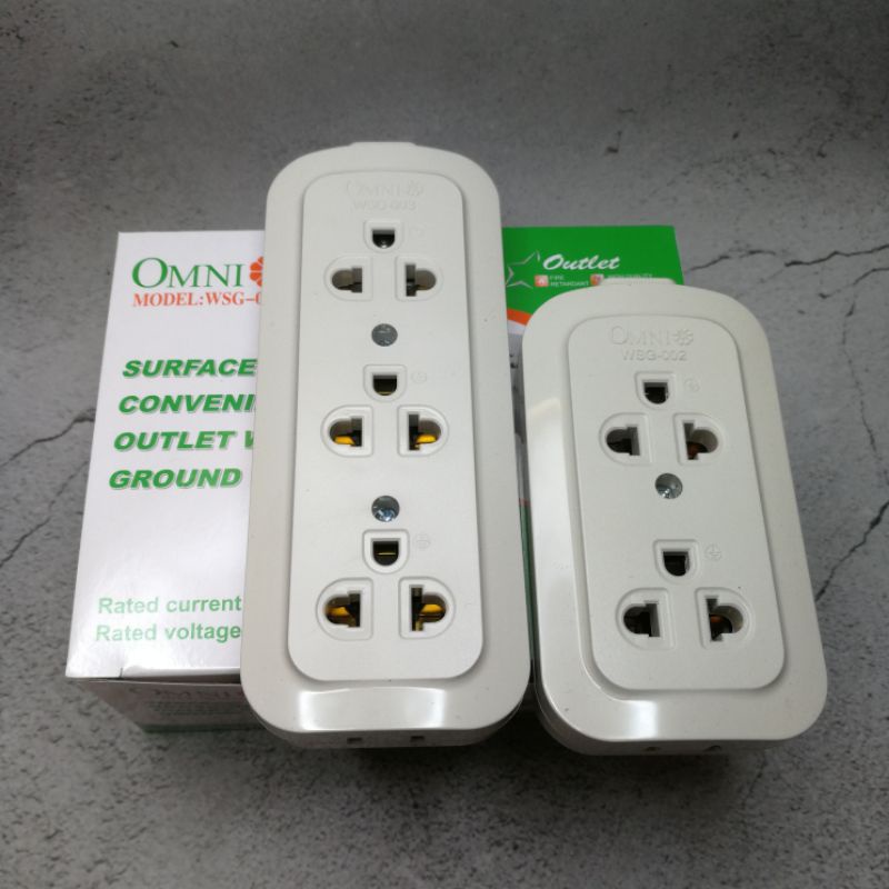 Omni Surface Convenience Outlet w/ Ground 2 Gang (WSG-002) or 3 Gang ...