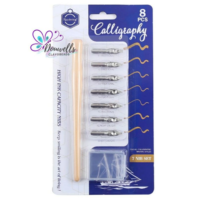 CALLIGRAPHY PEN SET WITH 7 NIBS Keep Smilling Lettering Drawing ...