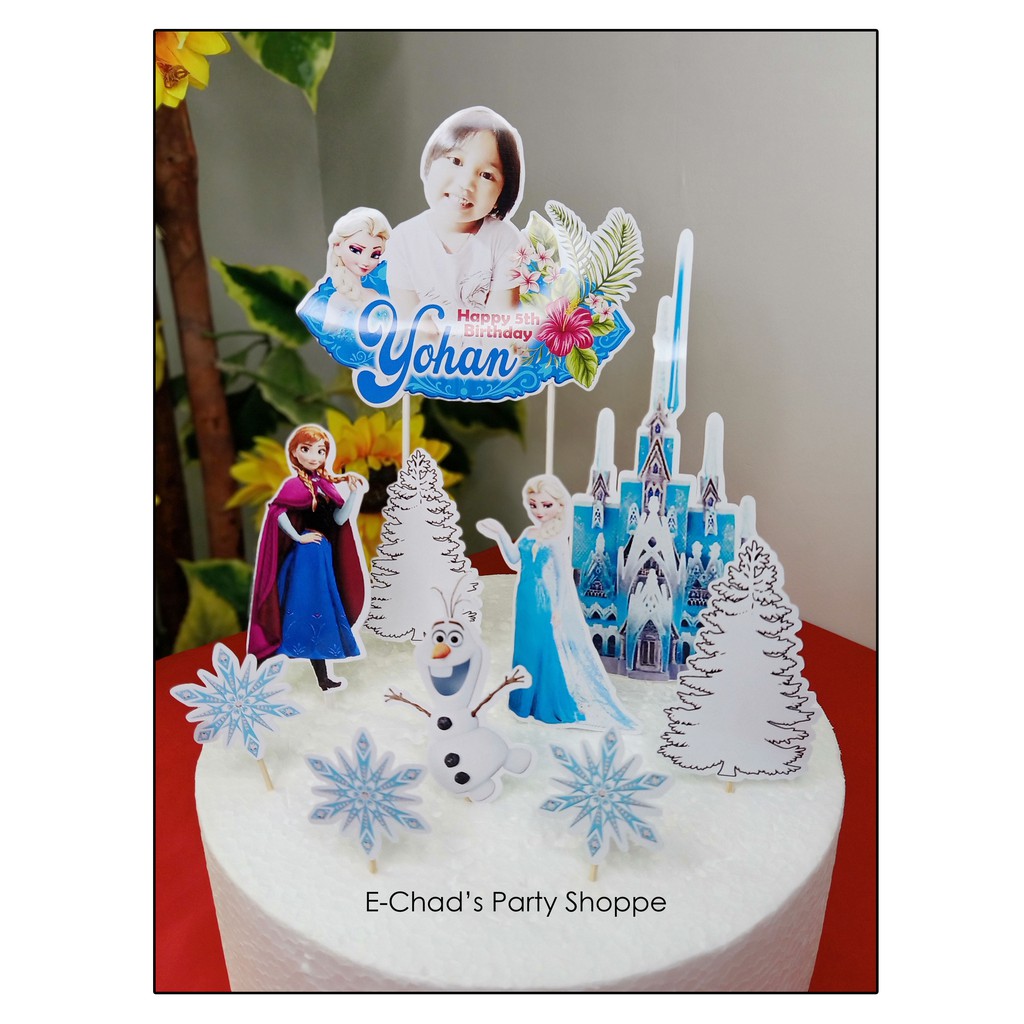 FROZEN Elsa & Ana with Castle Cake Topper Set Personalized | Shopee ...