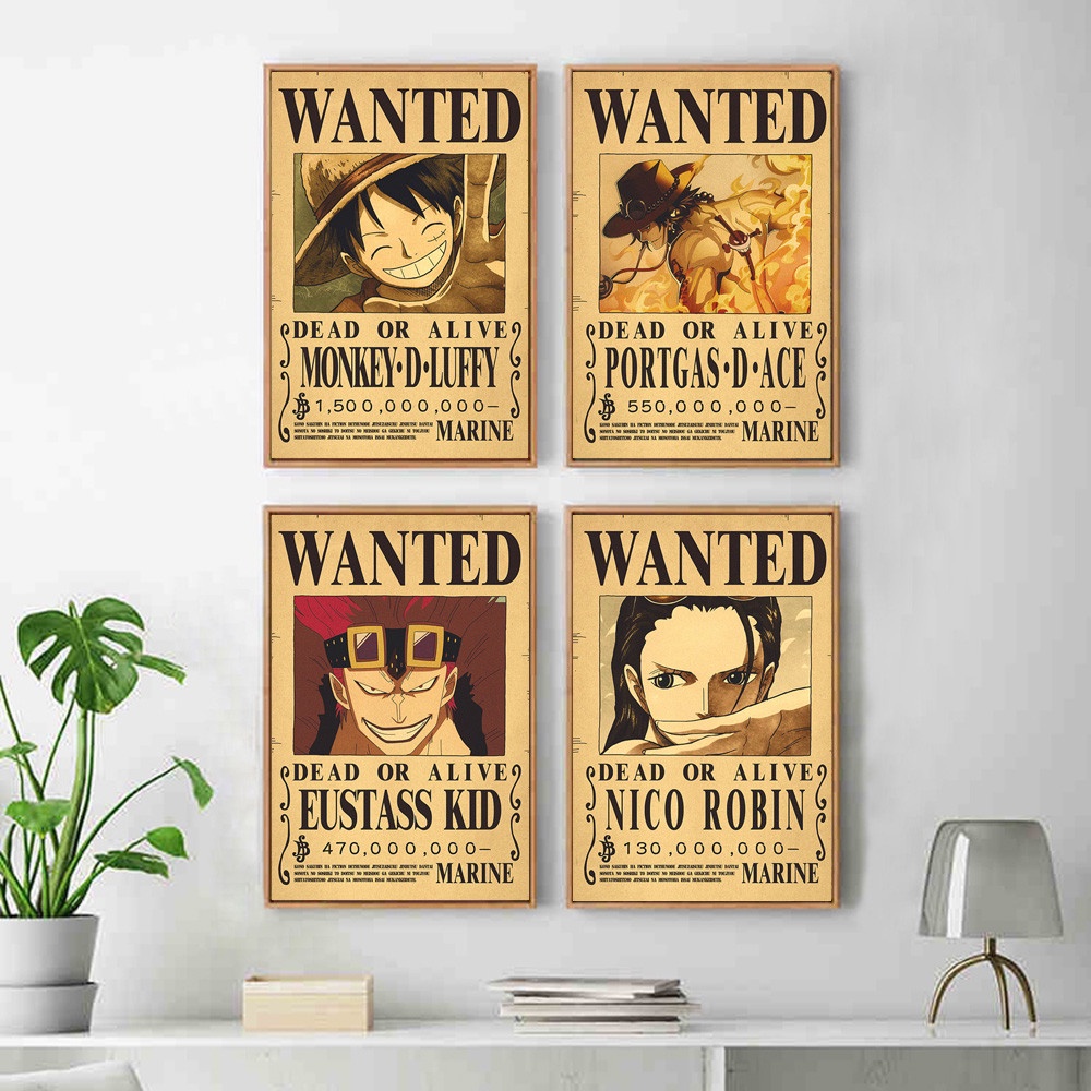 One Piece Wanted Poster One Piece Wallpaper Big Size 42*29cm Vintage ...