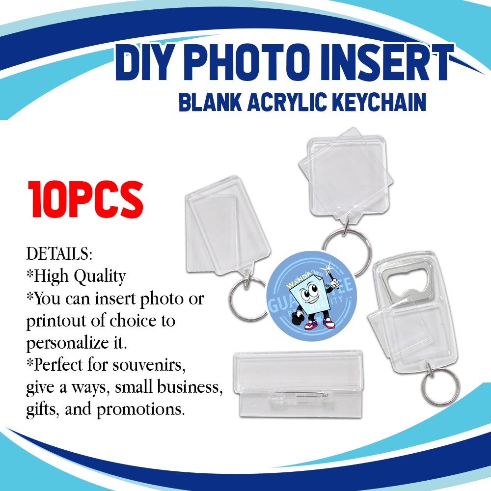 10pcs Acrylic Keychain Photo Insert DIY Design Blank Keychain | Shopee ...