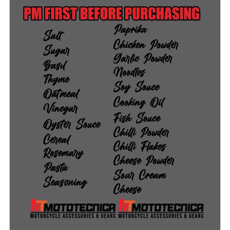 Condiments Sticker Labels | Shopee Philippines