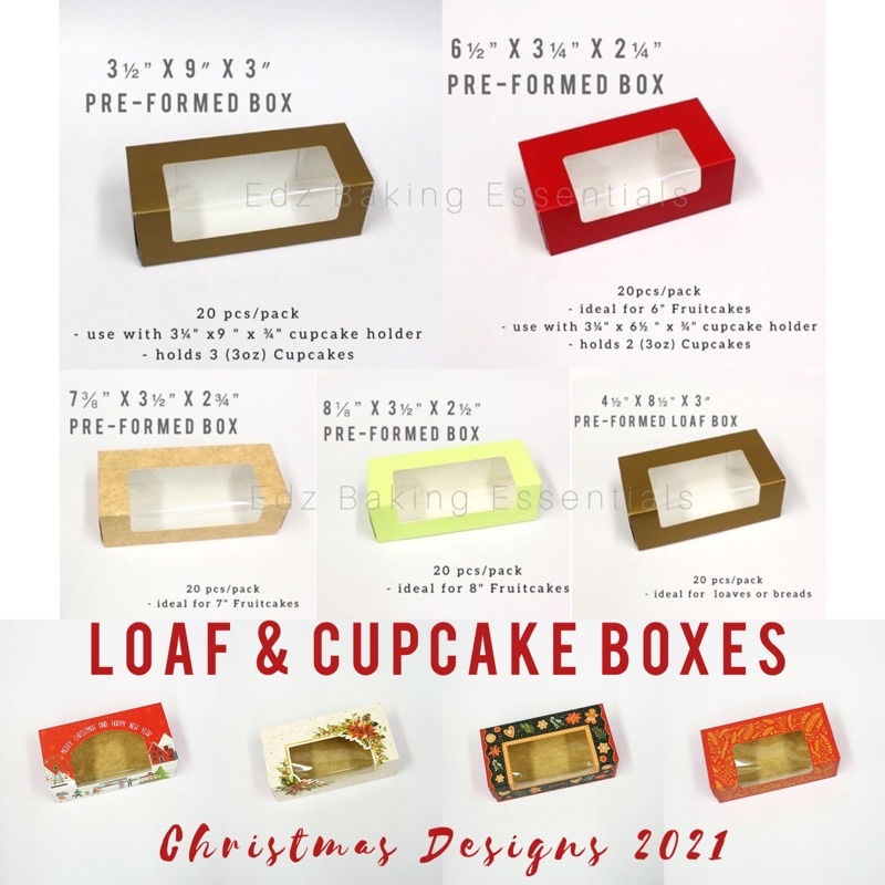 20pcs Loaf/Fruitcake/Cupcake Boxes Pre-Formed Box RM Boxes | Shopee ...