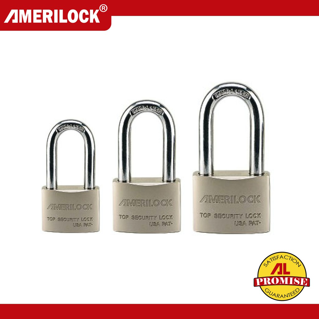 AMERILOCK Heavy Duty Stainless Padlock for Gate Long Shackle Pearl ...