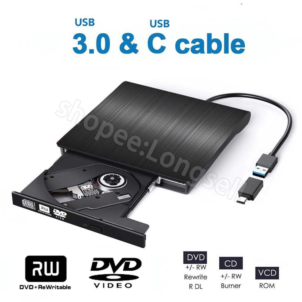 USB 3.0/Type-C External DVD Drive Portable DVD Burner DVD/CD/VCD Player ...