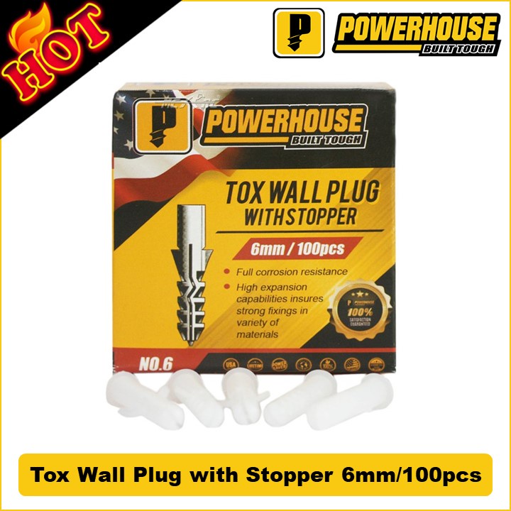 Powerhouse Tox Wall Plug with Stopper No.6 (6mm/100pcs) | Shopee ...