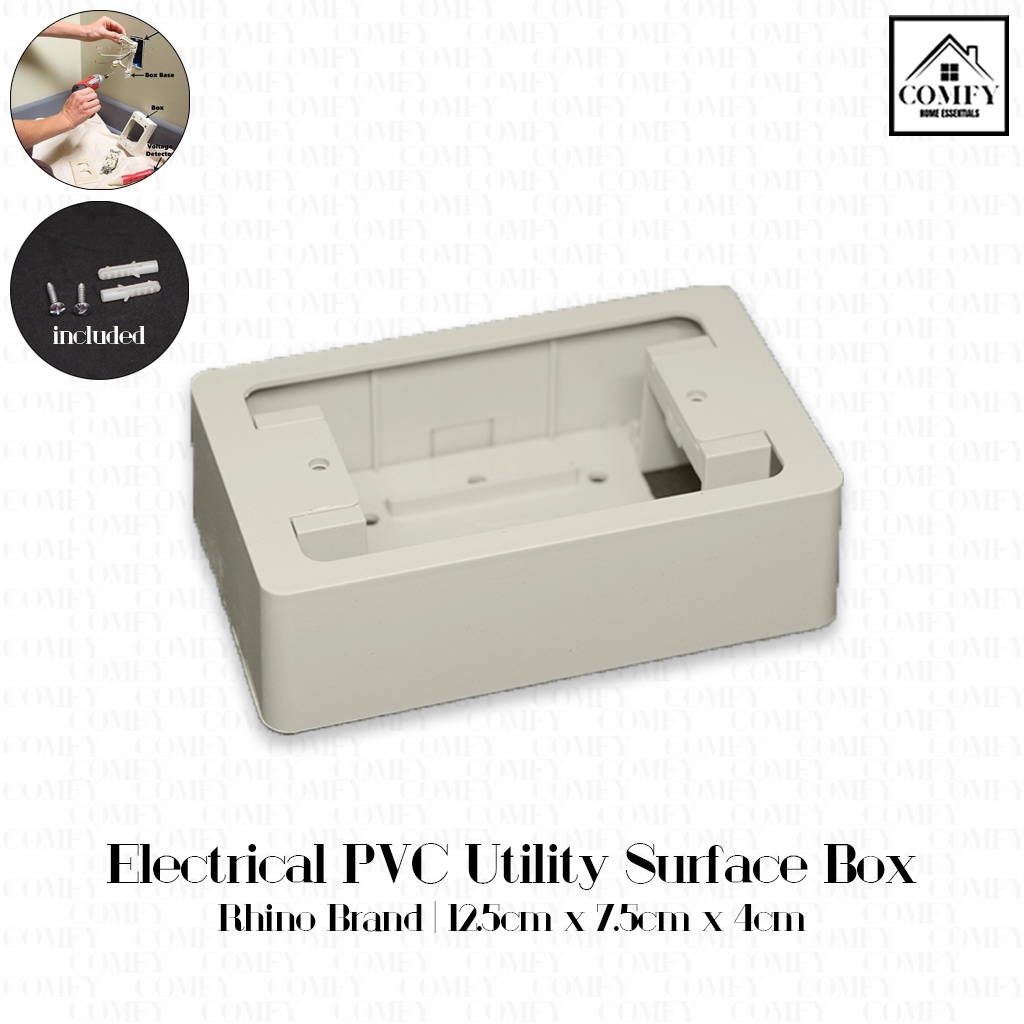 Rhino Brand PVC Plastic Electrical Gray Surface Utility Box With Screw ...