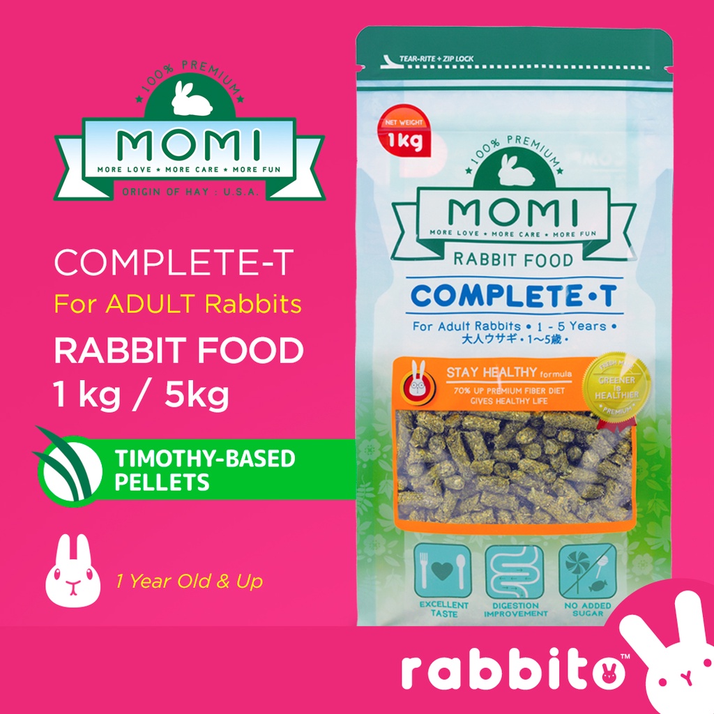MOMI Complete-T Adult Rabbit Food 1KG/5KG Healthy Timothy hay-based ...