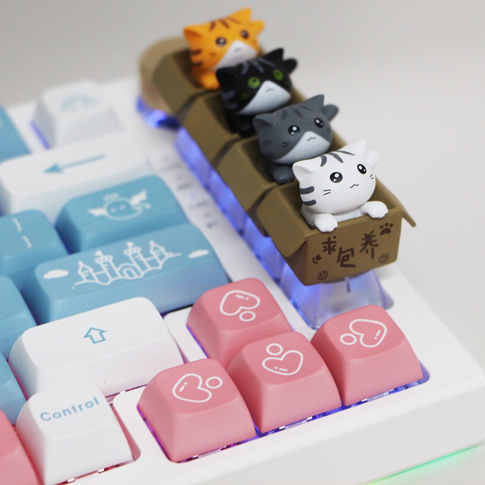Cute Cat Artisan Keycaps OEM Profile Transparent keycaps for Mechanical ...