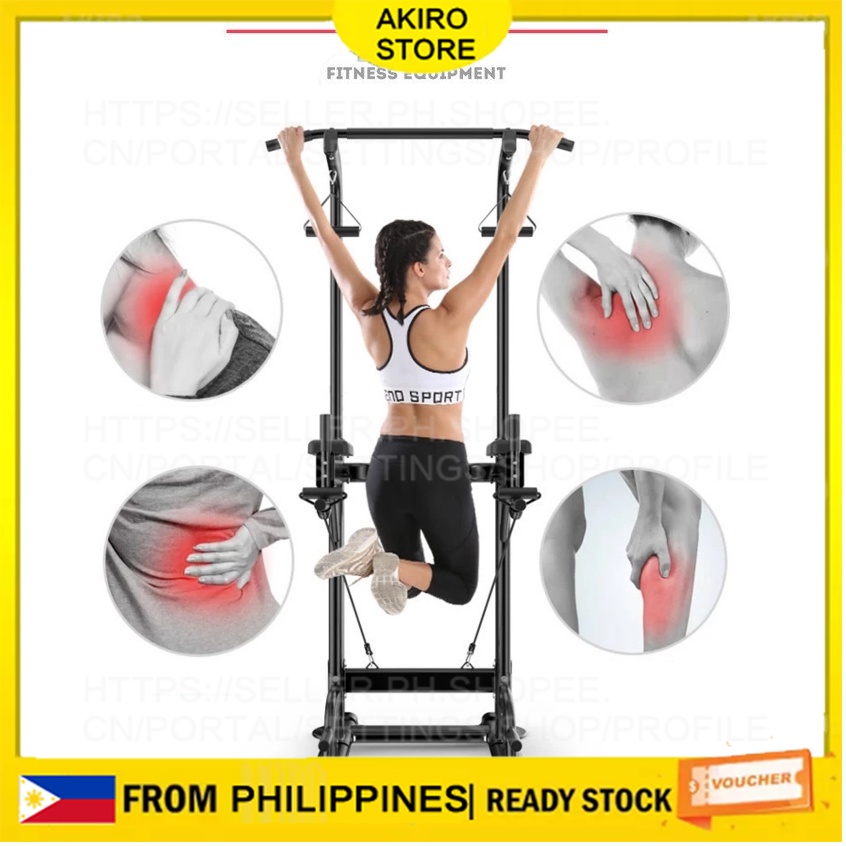 Bench Gym Equipment Fitness Pull Up Station Tower Power Dip Gym Home ...