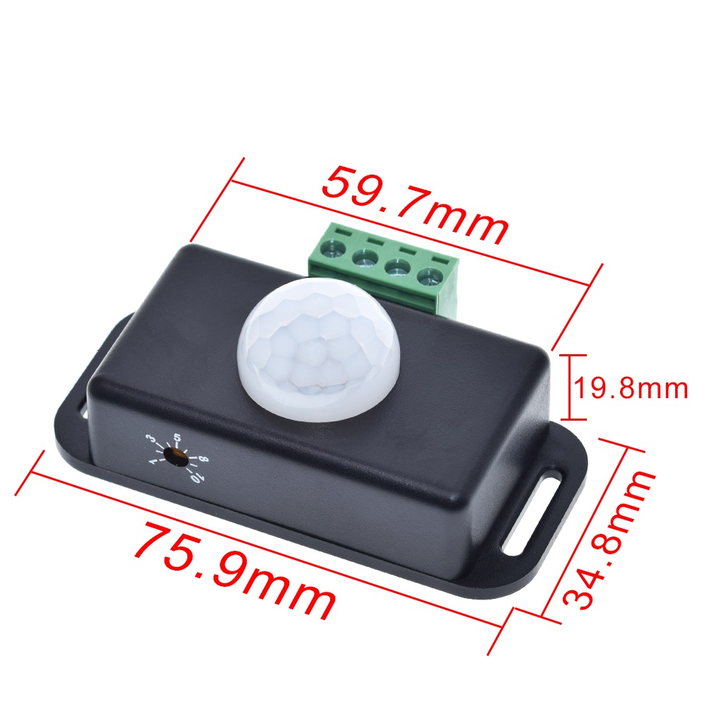 DC 12V 24V 8A Automatic Adjust PIR Motion Sensor Switch IR Infrared ...