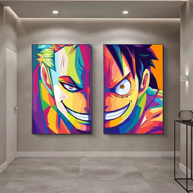 Classic Anime Canvas Painting One Piece Roronoa Zoro Monkey Luffy Wall ...