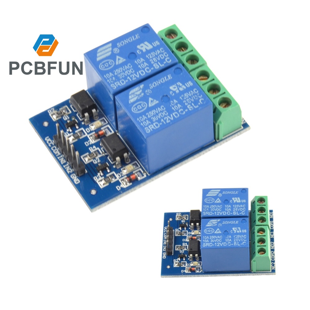 Pcbfun 12V 10A 2 Channel Relay Module With Optocoupler For Pic Avr Dsp Arm Arduino | Shopee ...