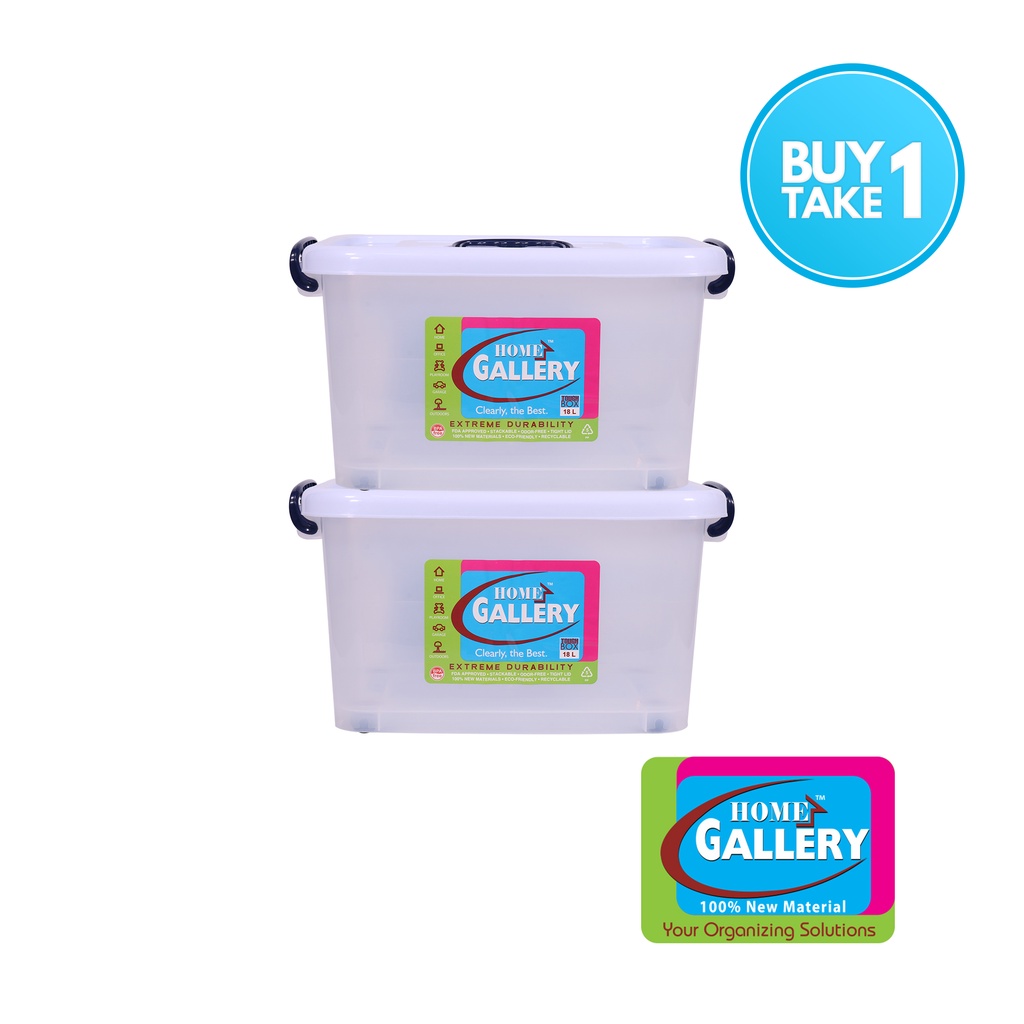 Home Gallery Storage Box w/ Handle & Wheels | Capacity: 18L | Dimension ...