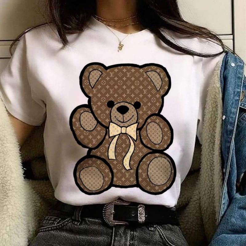 korean trendy teddy bear graphic tees onhand | Shopee Philippines