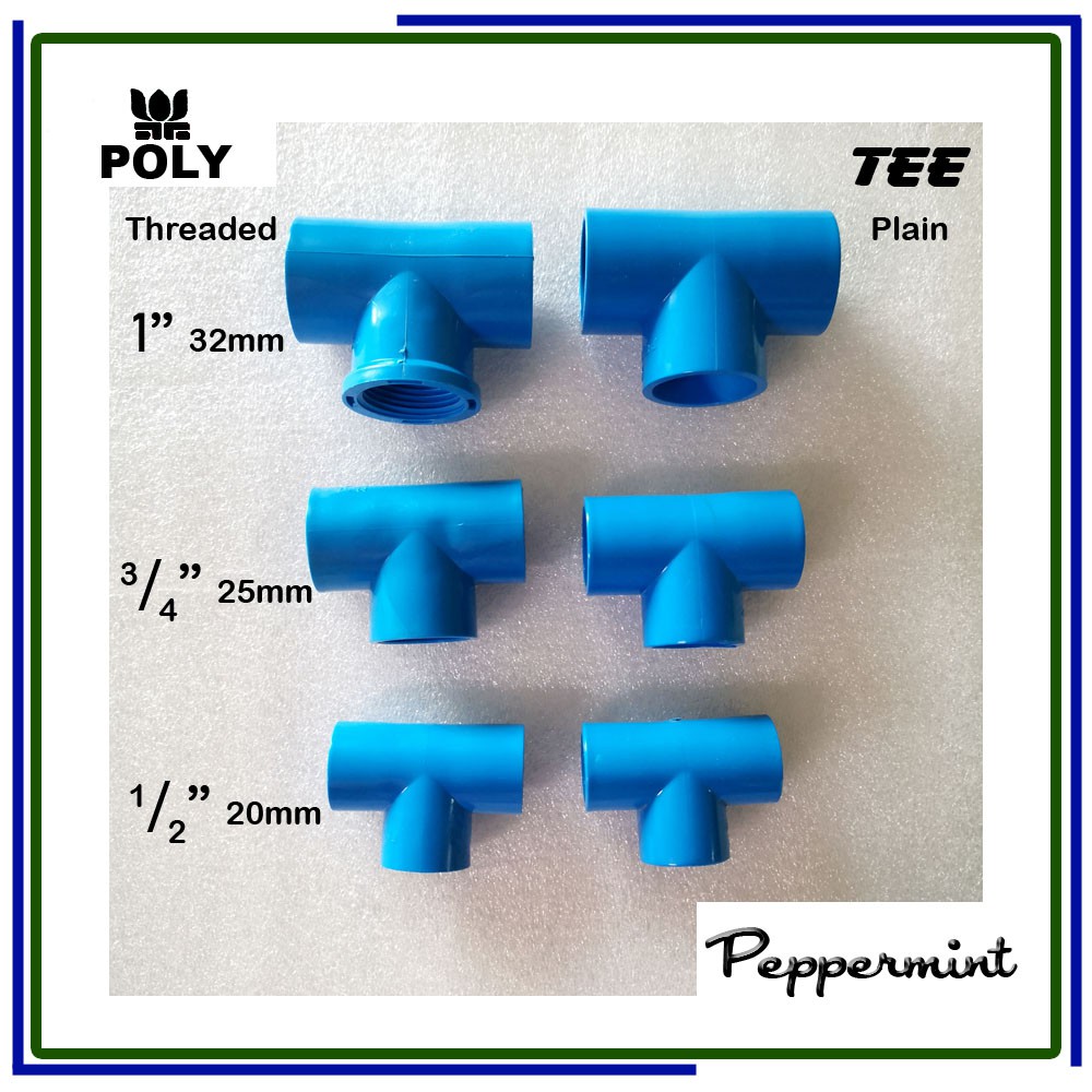 Poly Blue Tee Plain Threaded Waterline Fittings Water Supply Live ...
