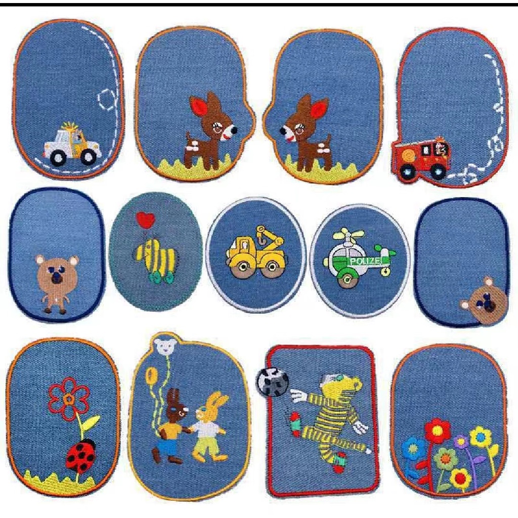 New Denim Embroidered Patch Denim Jacket Jeans Denim Bag embroidery ...