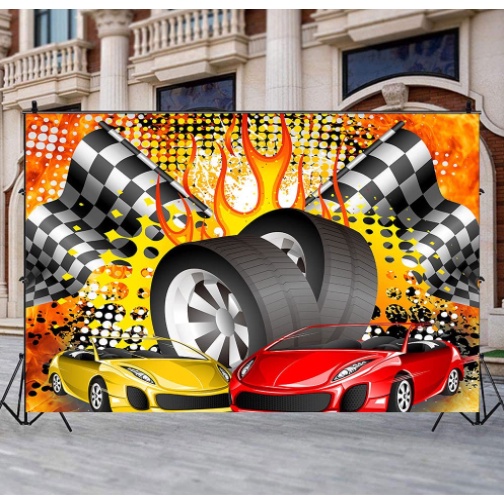 7x5ft Boys Happy Birthday Backdrop Racing Car Theme Backdrop for ...