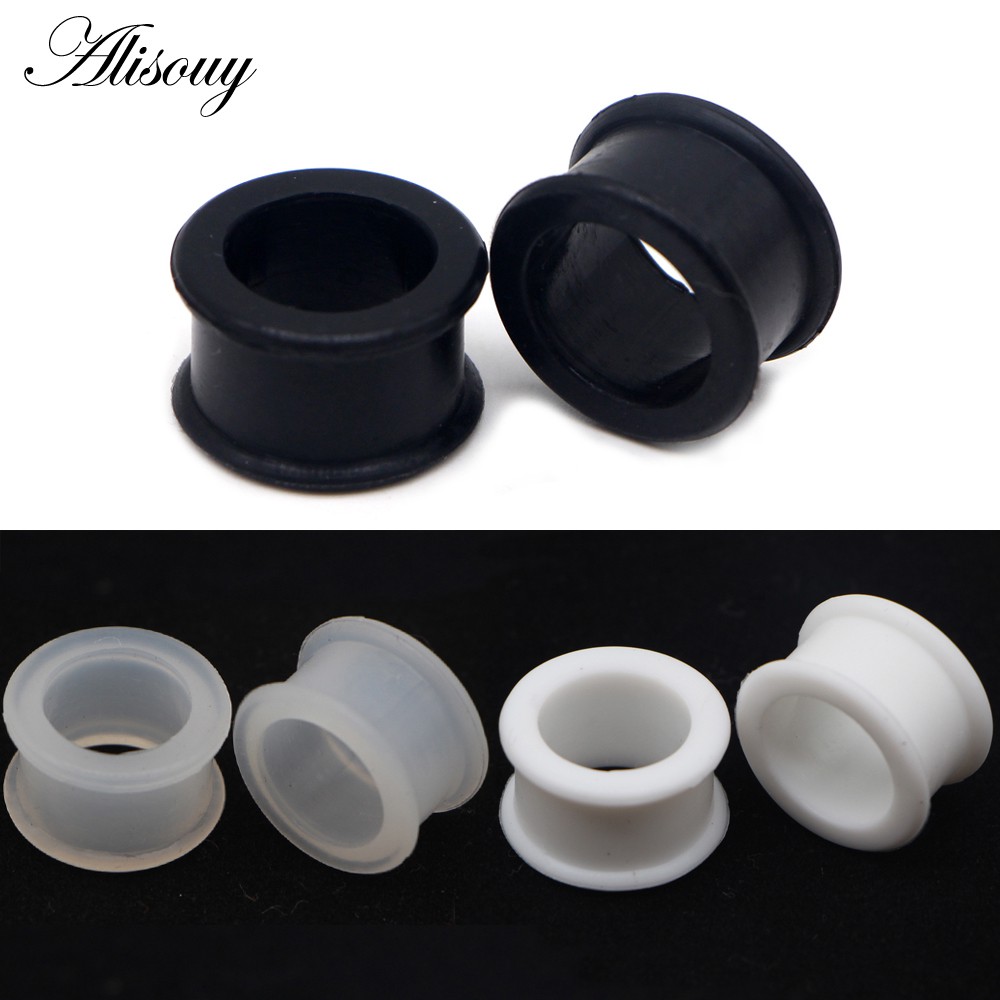 Alisouy 2PCS 3mm-76mm Hollow Big Size Black Silicone Flexible Double ...