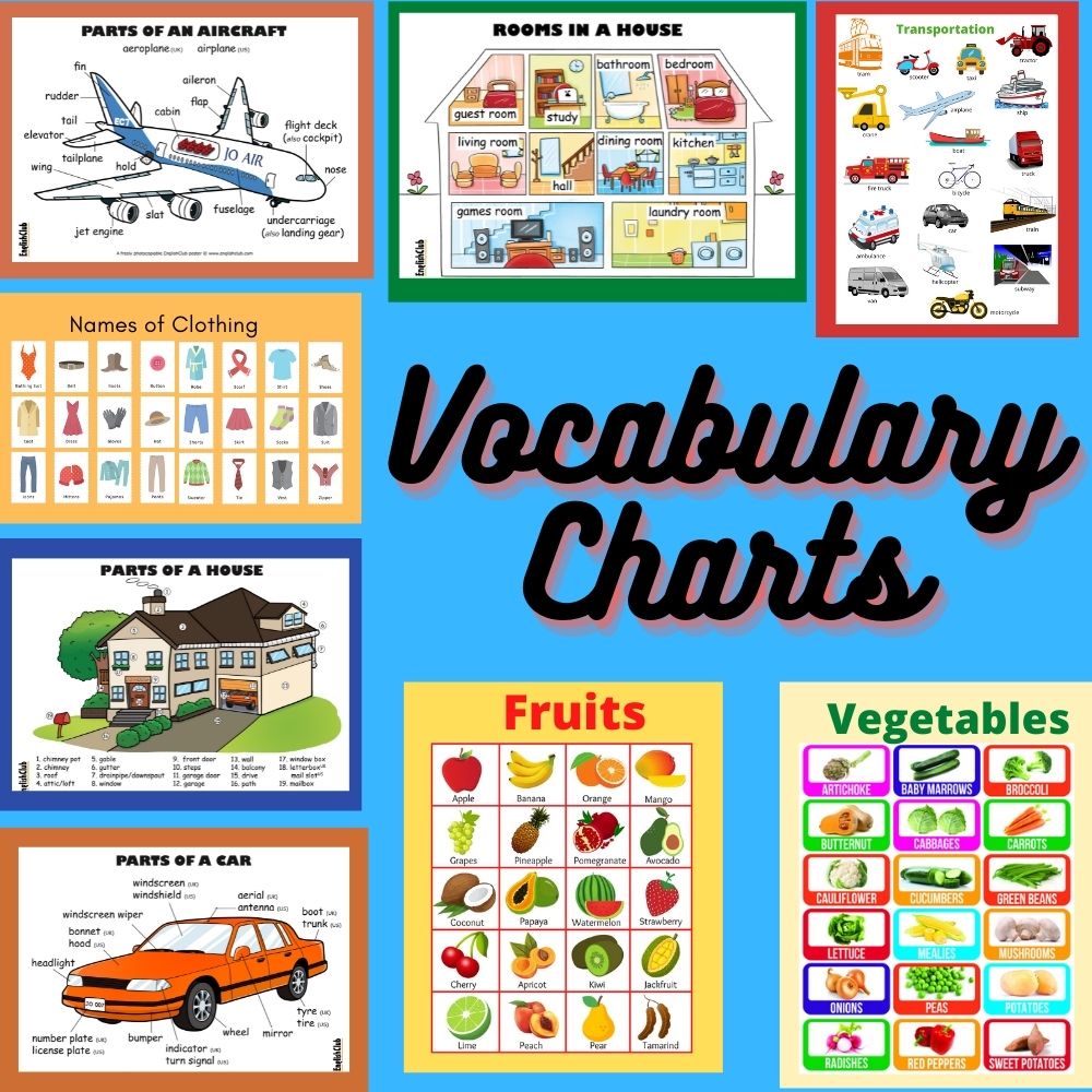 Laminated Educational Vocabulary Charts Posters A4 | Shopee Philippines