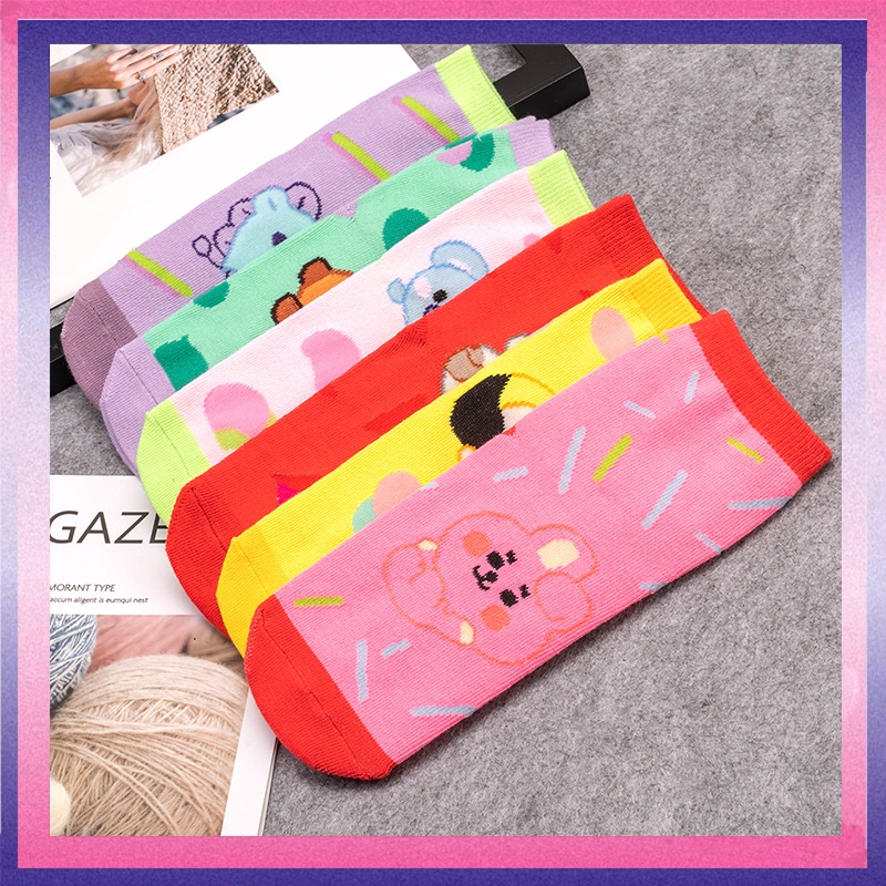 KPOP BT21 Socks Official same paragraph Korean version Cute Printed ...