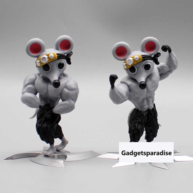 2 Pcs Set Anime Demon Slayer Figure Mukimuki Mouse Uzui Tengen Muscle ...