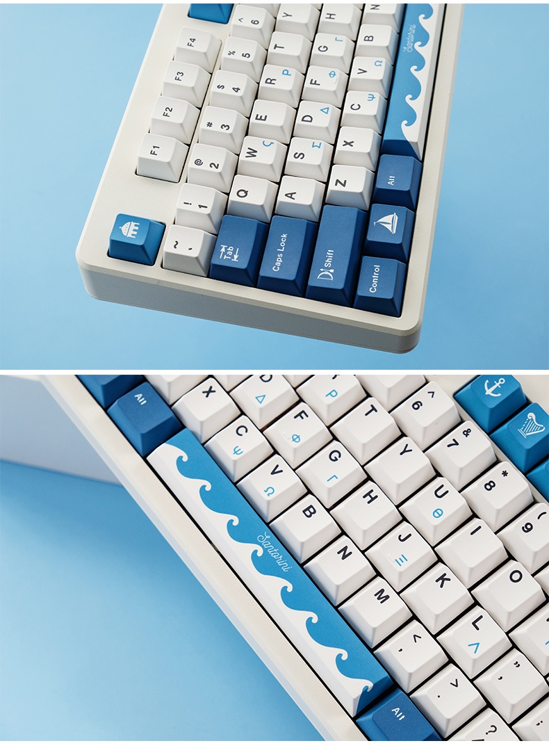 GMK SANTORINI Keycap, 134 Keys PBT Keycaps Cherry Profile DYE-SUB ...