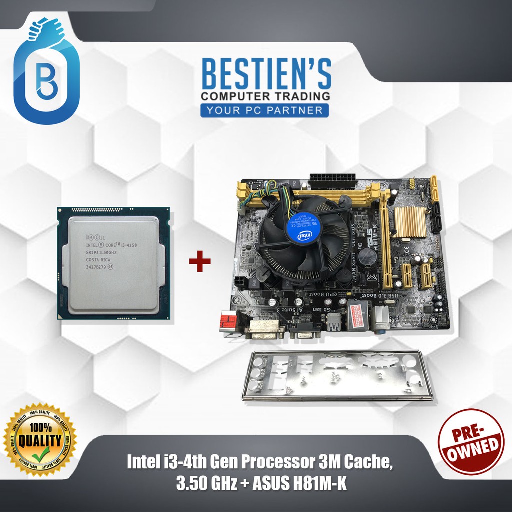 Intel i3-4th gen processor 3m cache, 3.50 ghz + asus h81m-k 1150 | BeeCost