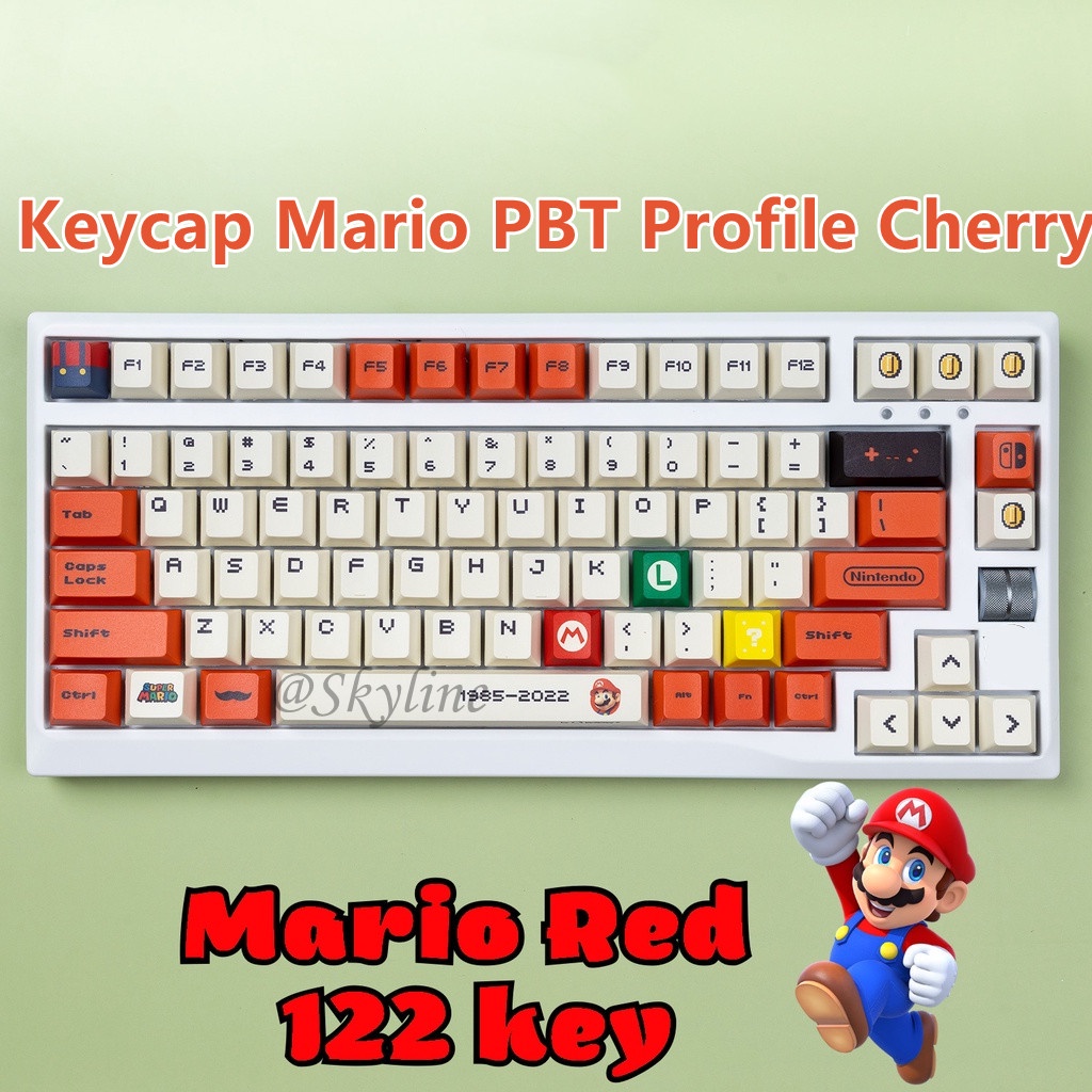 【In Stock】122 Keys/Set 2022 Super Mario Keycaps PBT /Cherry/OEM Profile ...